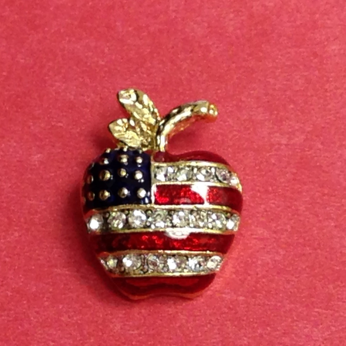 Rhinestone Apple USA Pin — Flags Unlimited